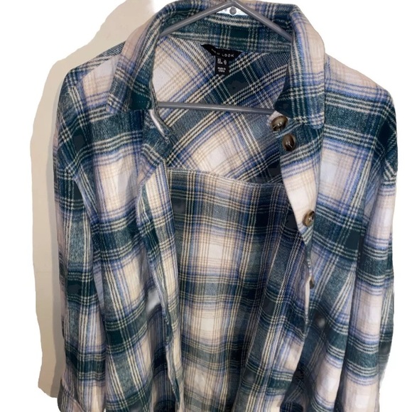 New Look | Tops | New Look Brushed Check Over Shirt In Green Check ...